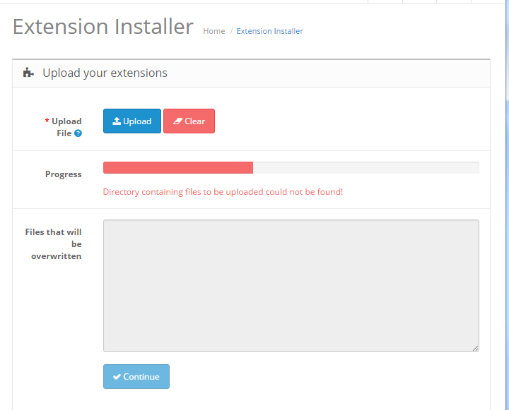 The Directory Containing Files To Be Uploaded Could Not Be Found Opencart Error 1780