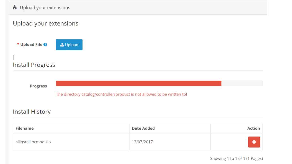 The Directory Catalogcontrollerproduct Is Not Allowed To Be Written To Opencart Error 